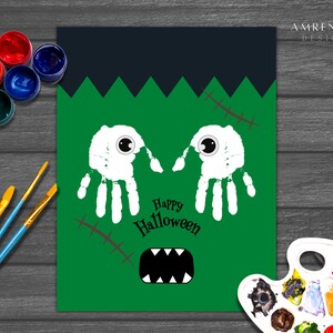 Frankenstein Handprint Art Craft, Happy Halloween Keepsake Craft ...