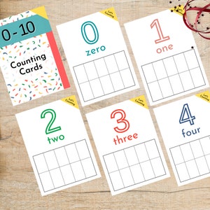 Counting Flashcards 0-10 Printable, Play Dough Mat Learning Number for ...
