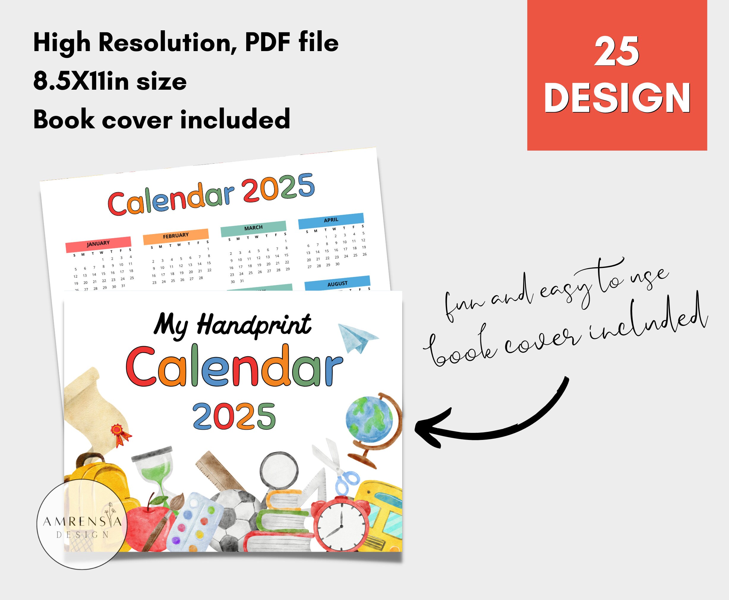 My Handprint Calendar 2026, Memory Book Printable for Prek, Preschool ...