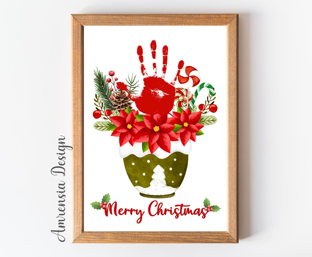 Christmas Handprint Art,christmas Flowers, Decoration, Handprint Craft ...