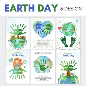 6 DESIGN Happy Earth Day Earth Hour Go Green Handprint Footprint Art ...