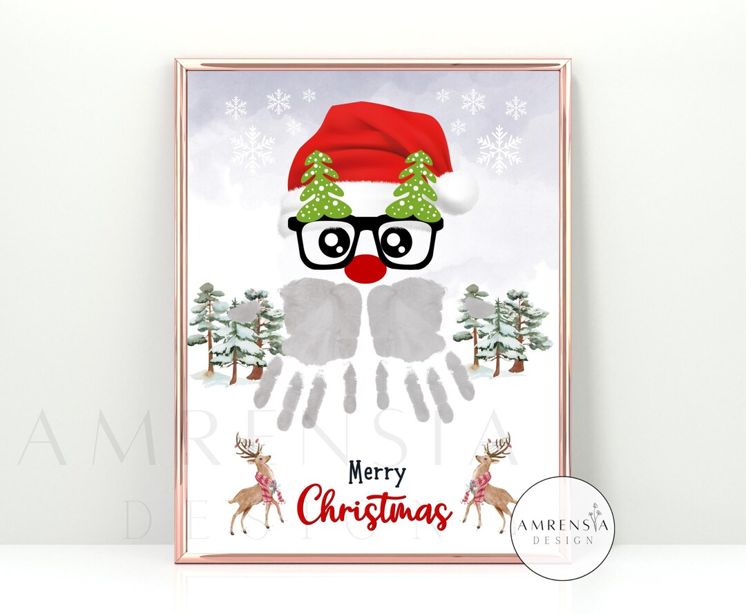 Santa Handprint Art | Merry Christmas Craft Card| Holiday Keepsake for ...