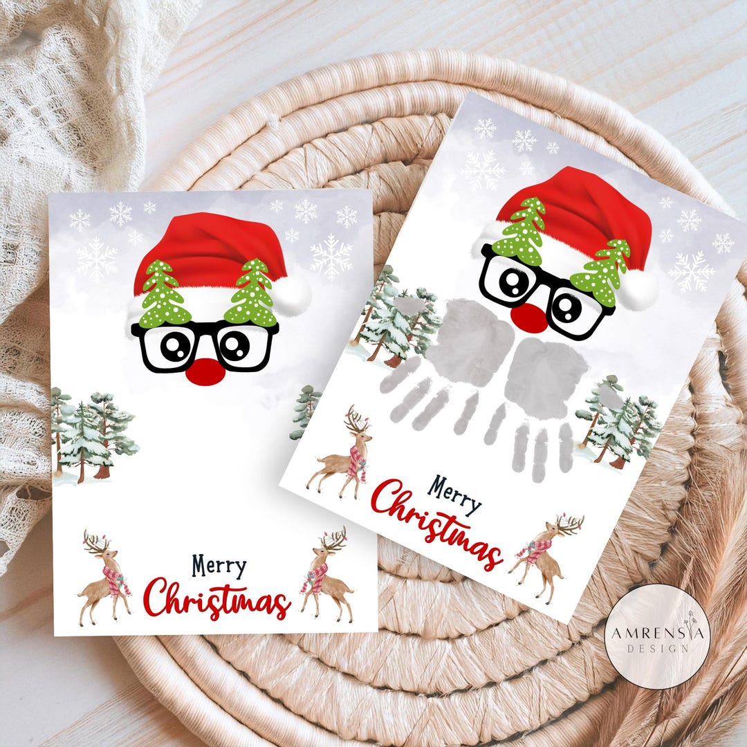 KEEPSAKE Santa Handprint Art | Merry Christmas Craft Card| Holiday ...