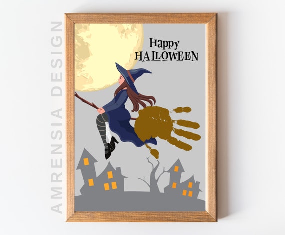 Witch Broom Stick Halloween Handprint Arthappy Halloween - Etsy