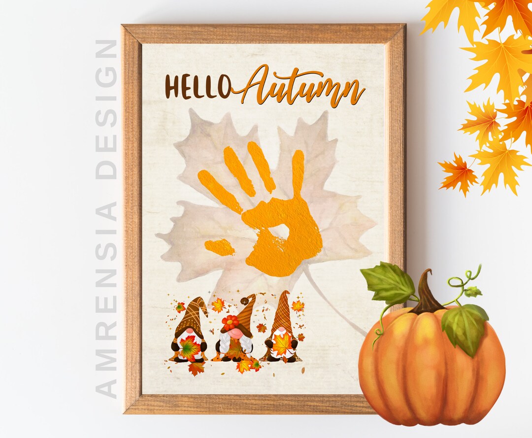 Hello Autumn Craft Handprint Art Gnome Autumn Fall Toddler Preschoolers ...