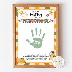 First Day of Preschool Handprint Art, First Day of School, Handprint ...