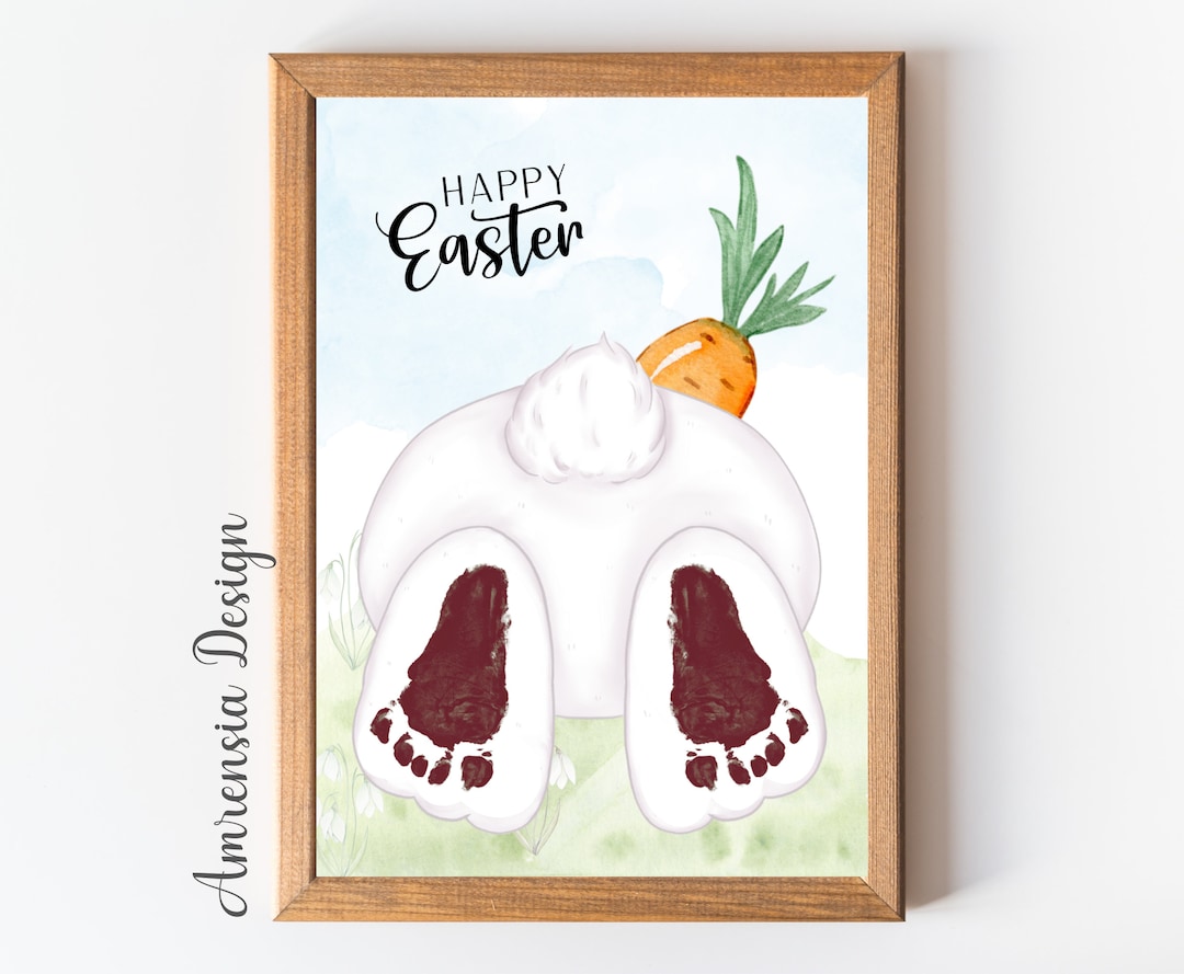 Easter Bunny Butt Carrot Easter Craft Footprint Art Template for Baby ...