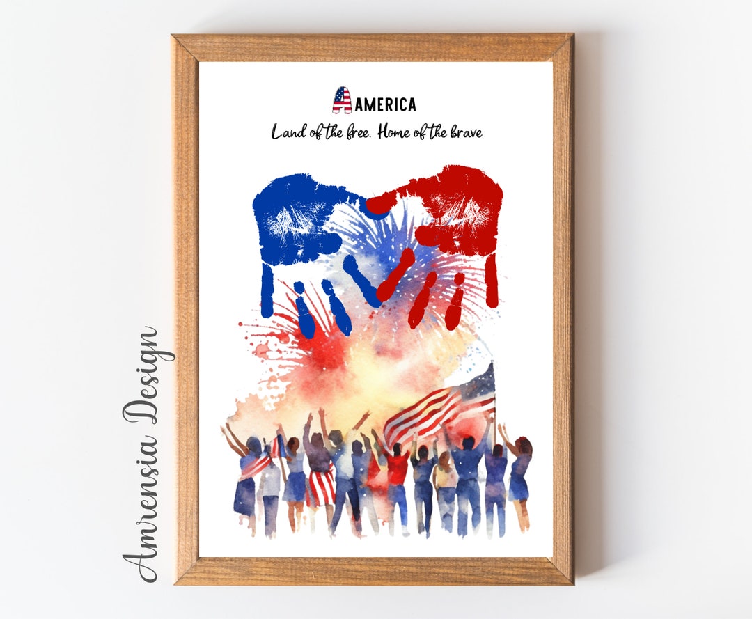Land of the Free, Home of the Brave Handprint Printable Template for ...