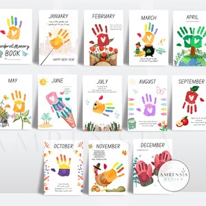 2 SETS of Handprint Memory Book 24 Pages Simple Version Printable for ...