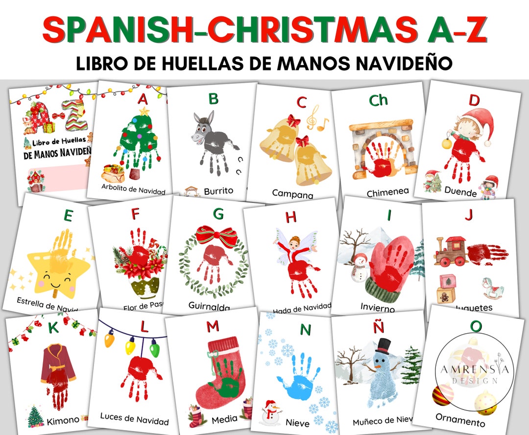 Libro De Huellas De Manos Del Alfabeto Navideño, A-Z Alphabet Christmas ...