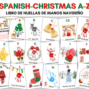 Libro De Huellas De Manos Del Alfabeto Navideño, A-Z Alphabet Christmas ...