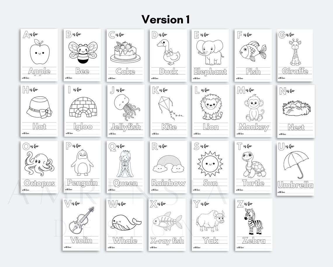 52 PAGES Orange ABC Baby Shower Theme Coloring Book, Baby's First ABC ...