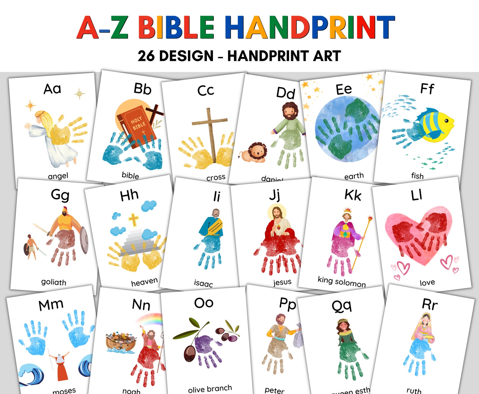 A-Z BIBLE Handprint Book, Alphabet Handprint Art, Baby Toddler Child ...