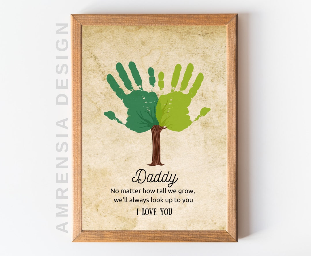 Gift for Daddy From Daughter, Child Handprint Art Kit, Printable Gift ...