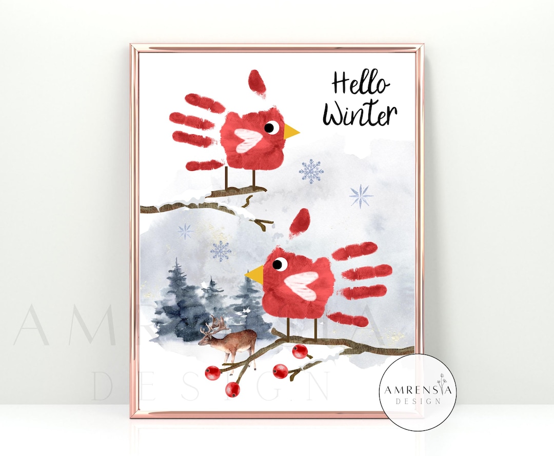 Hello Winter Handprint Art, Winter Handprint Craft, Home Decoration ...
