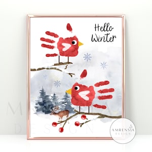 Hello Winter Handprint Art, Winter Handprint Craft, Home Decoration ...