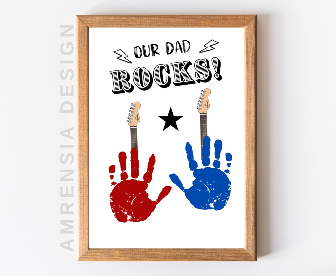 Father's Day Gift, Birthday Present for Daddy, Our Dad ROCK, Handprint ...