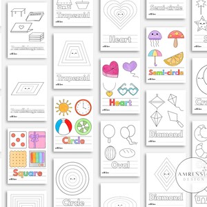 32 Pages SHAPES Baby Shower Coloring Book, Baby's First Shapes Book ...