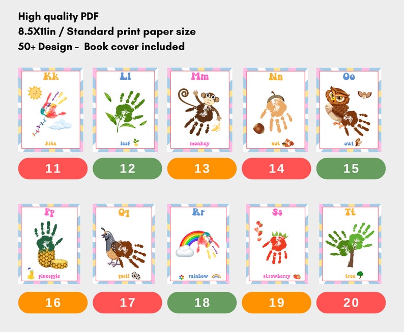 My Handprint Alphabet Book, Alphabet Handprint Art, Baby Toddler Child ...