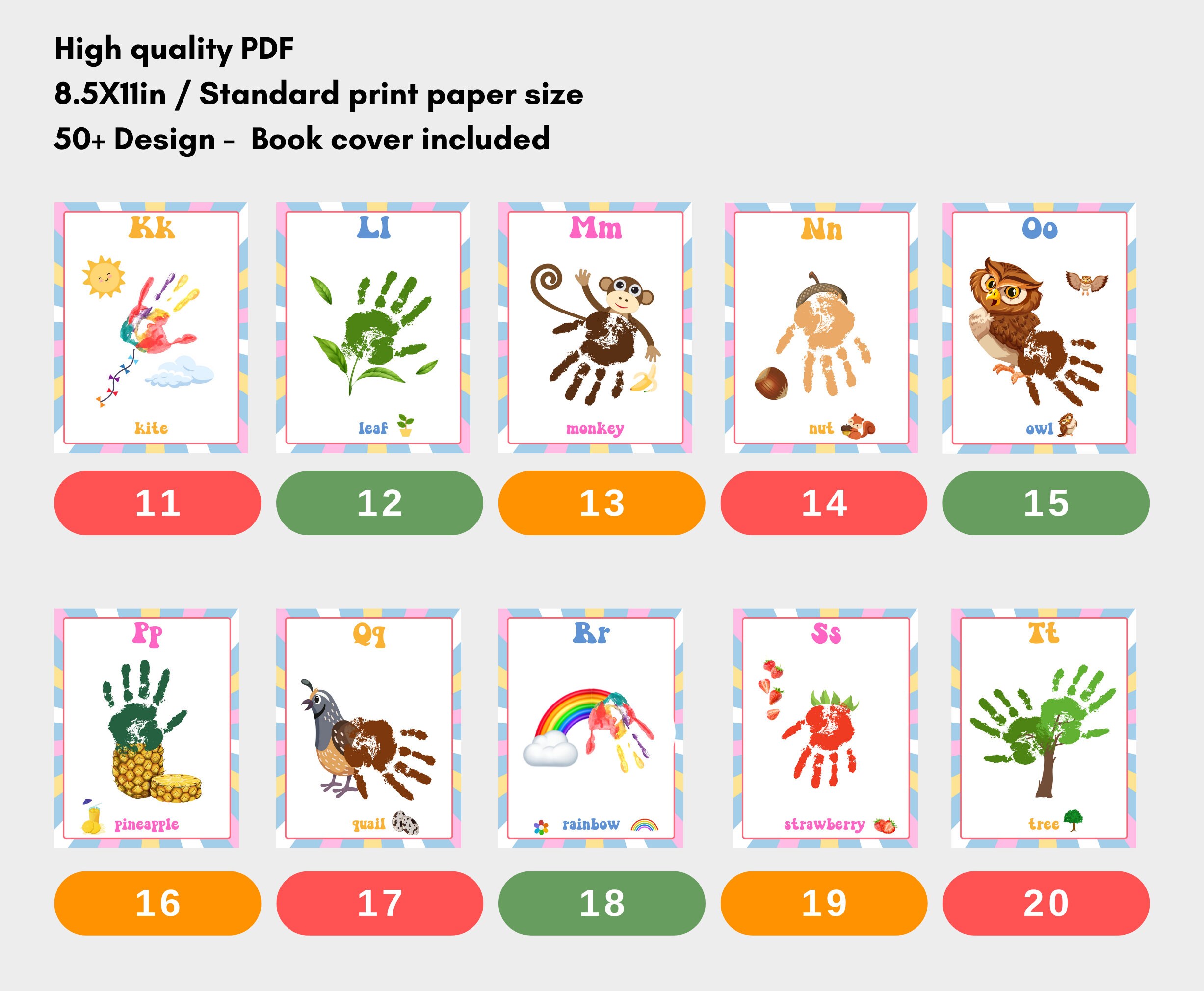 My Handprint Alphabet Book, Alphabet Handprint Art, Baby Toddler Child ...