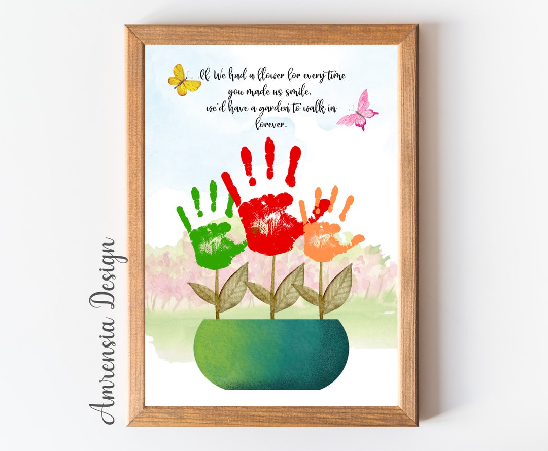 Handprint Flower, Gift for Mother,mother's Day, Mom Birthday, Toddler ...