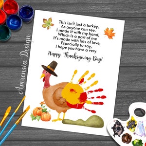 Turkey Handprint Craft, Autumn Fall Activity, Thanksgiving Printable ...