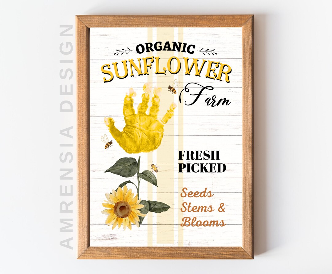 Fall Handprint Craft, Organic Sunflower Farm Sign, Handprint Feet Art ...