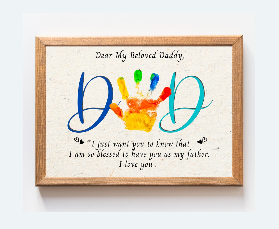 Father's Day Gift Idea Handprint Craft, Toddler Baby Kids Preschool ...