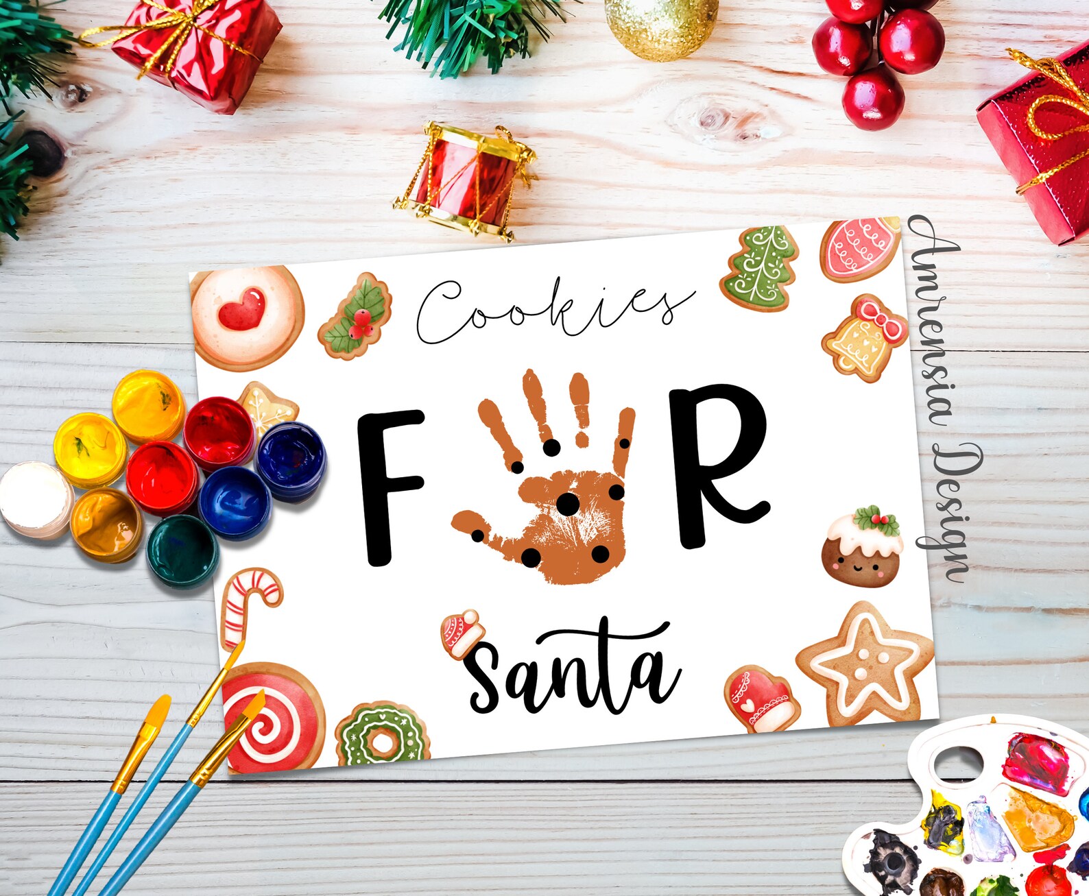 Christmas Handprint Art Cookies for Santa Handprint Craft - Etsy