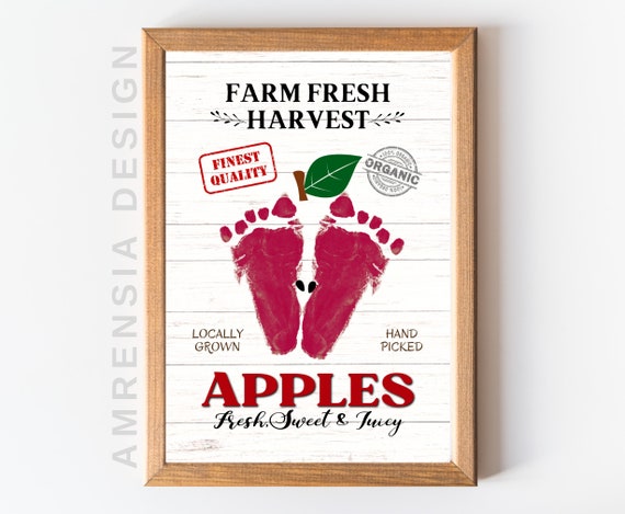 Apple Footprint Craft Market Farm Fresh Apple Signfarmhouse - Etsy