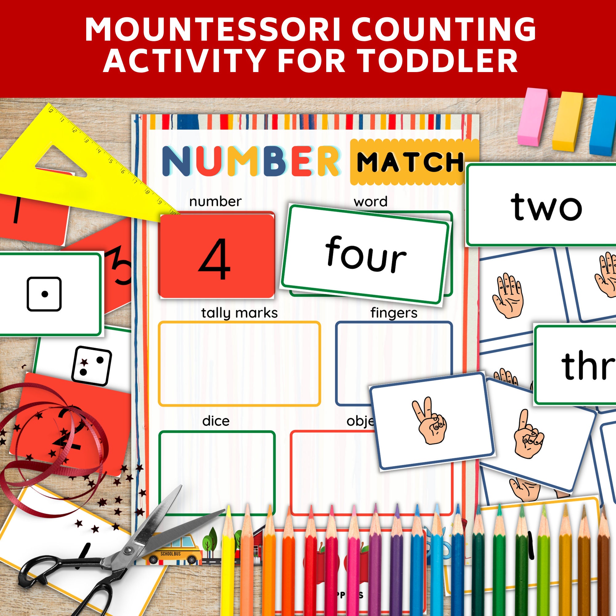 Learn Numbers Toddler Number Match Practice 1-10 Math - Etsy UK