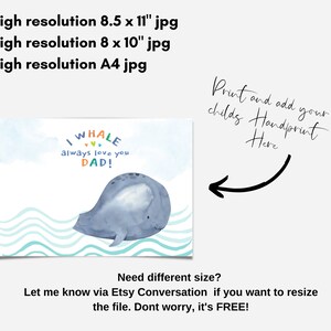 I Whale Always Love You Dad, Fathers Day Handprint Keepsake for Fathers ...