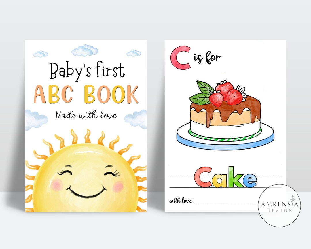 52 PAGES ABC Baby Shower Coloring Book, Baby's First ABC Book, Sun ...