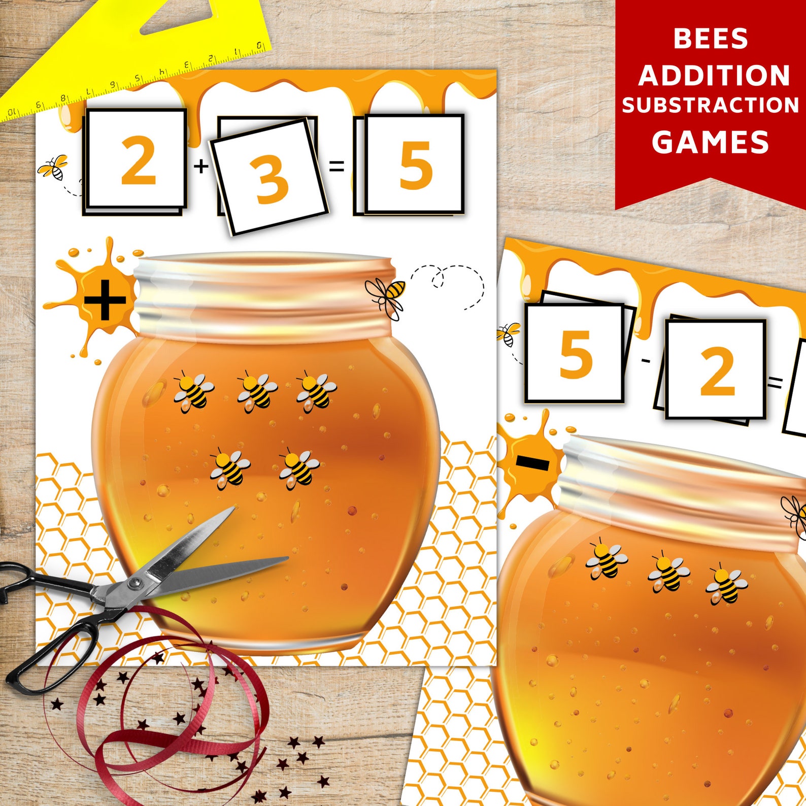 Bees Addition and Subtraction Games Number 0-20 EYFS | Etsy