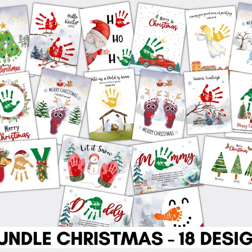 20 Design BUNDLE Christmas Craft Handprint Footprint Finger - Etsy