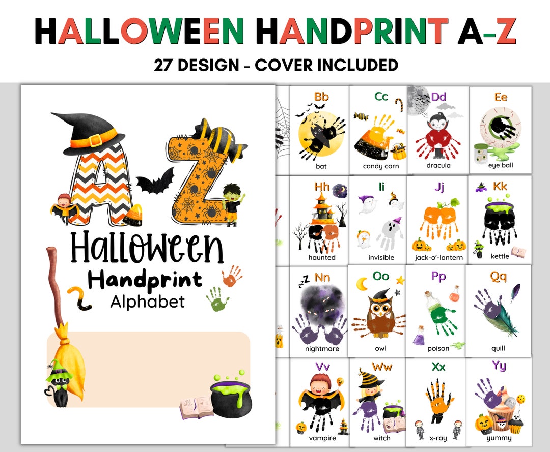A to Z Halloween Handprint Alphabet, Learning Alphabet, Keepsake Craft ...