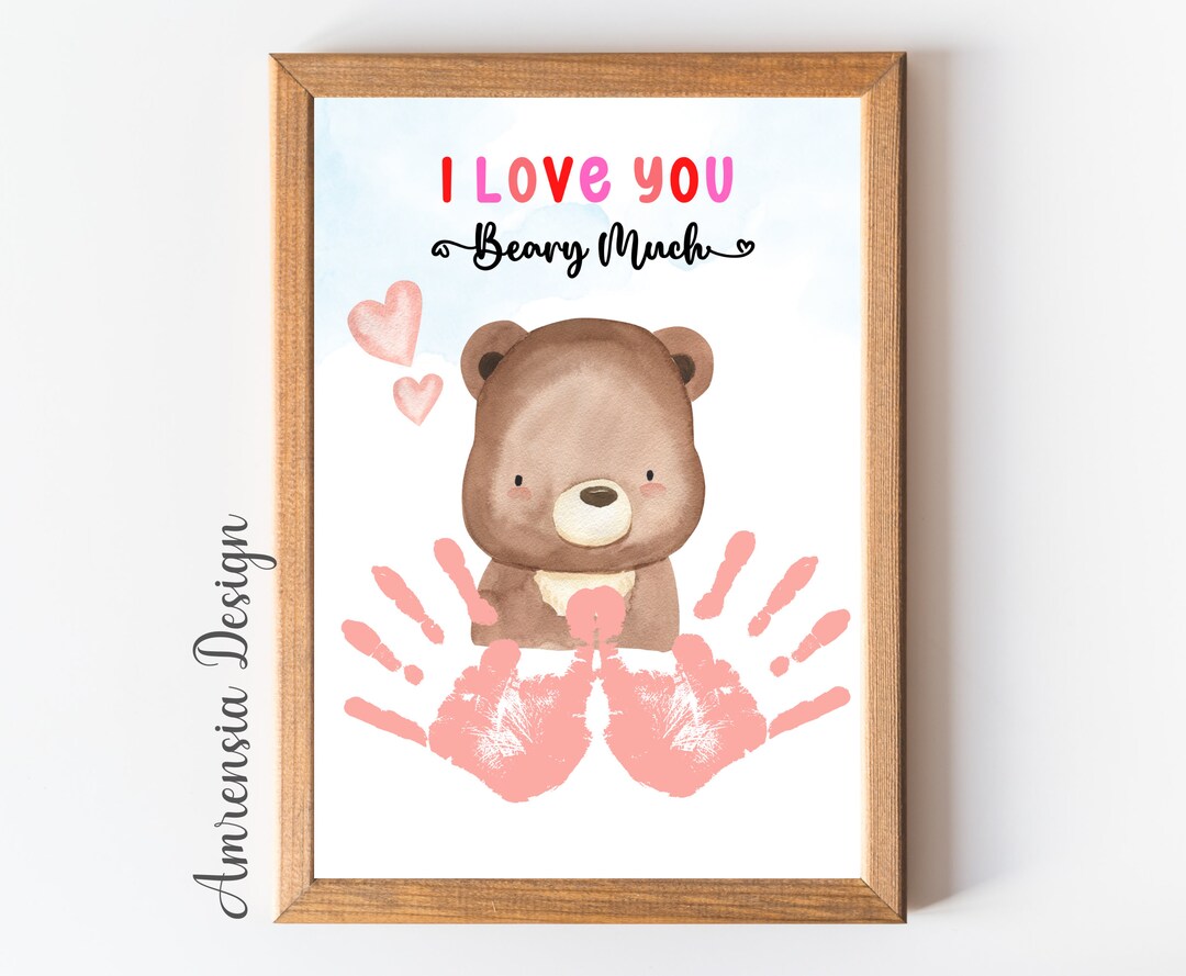 Handprint Happy Valentine's Day, Teddy Bear, Love Valentine Family ...