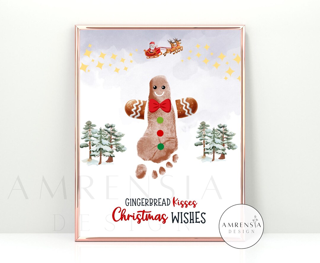 Gingerbread Handprint Art | Gingerbread Kisses Christmas Wishes Craft ...