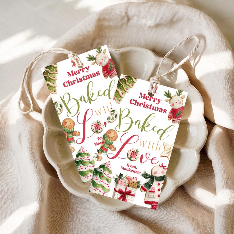 EDITABLE Baked With Love, Baked Goods Gift Tags Candy Treat Favor Tags ...