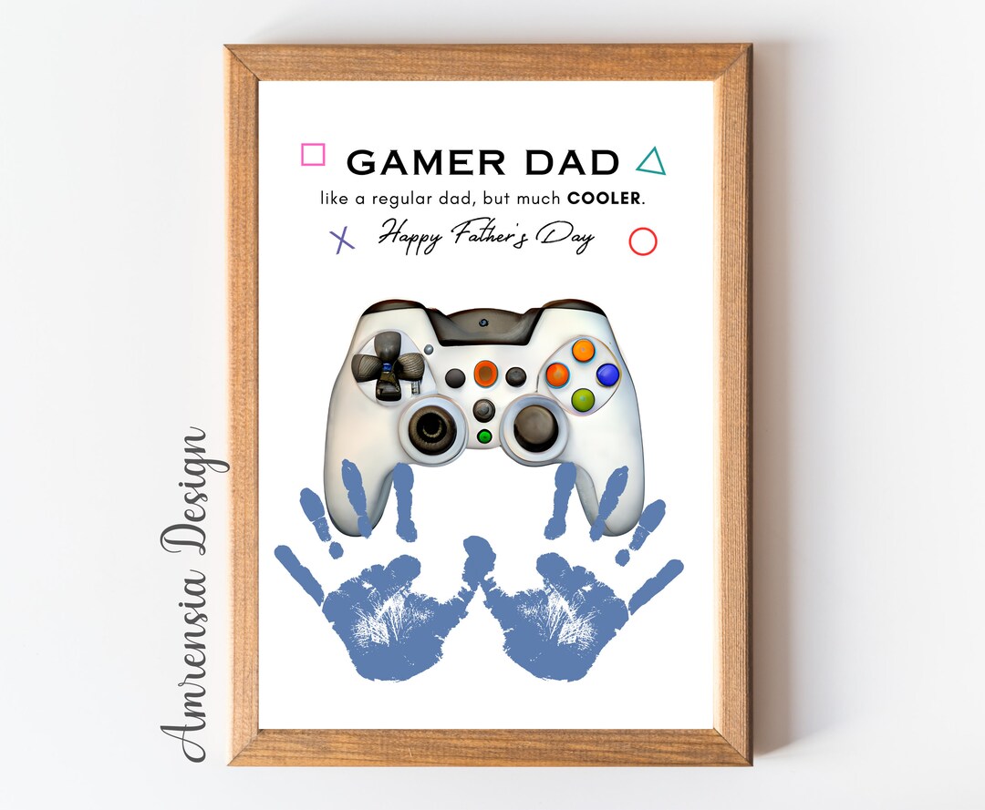 Gamer Dad, Fathers Day Handprint Keepsake for Dad, DIY Personalized ...