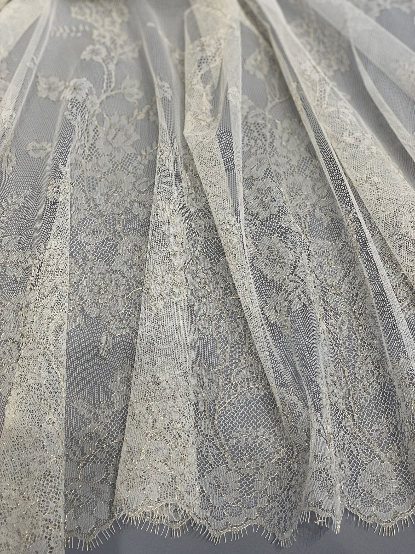 Top Quality French Chantilly Lace With Golden Metallic Thread - Etsy