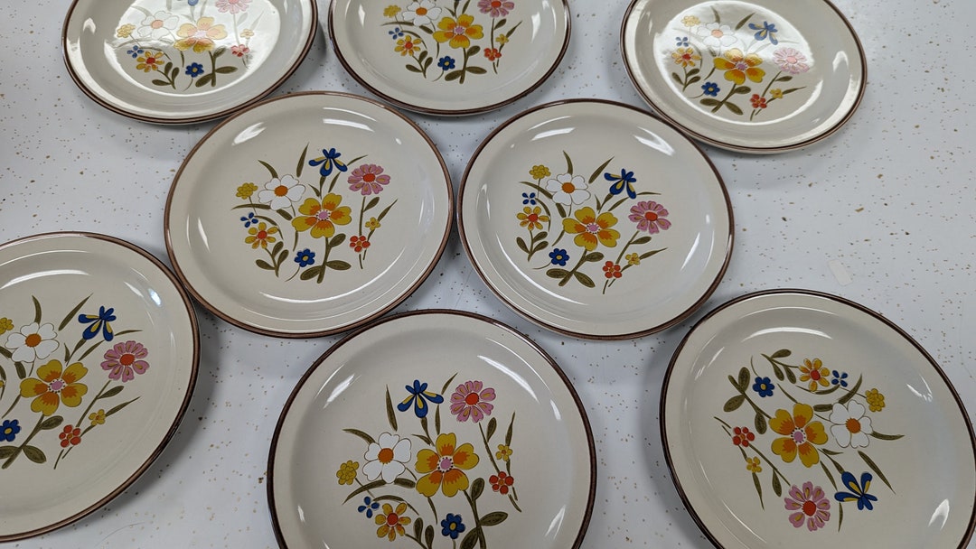 Set of 8 Spring Flower Salad Plates Stoneware Made in Japan - Etsy