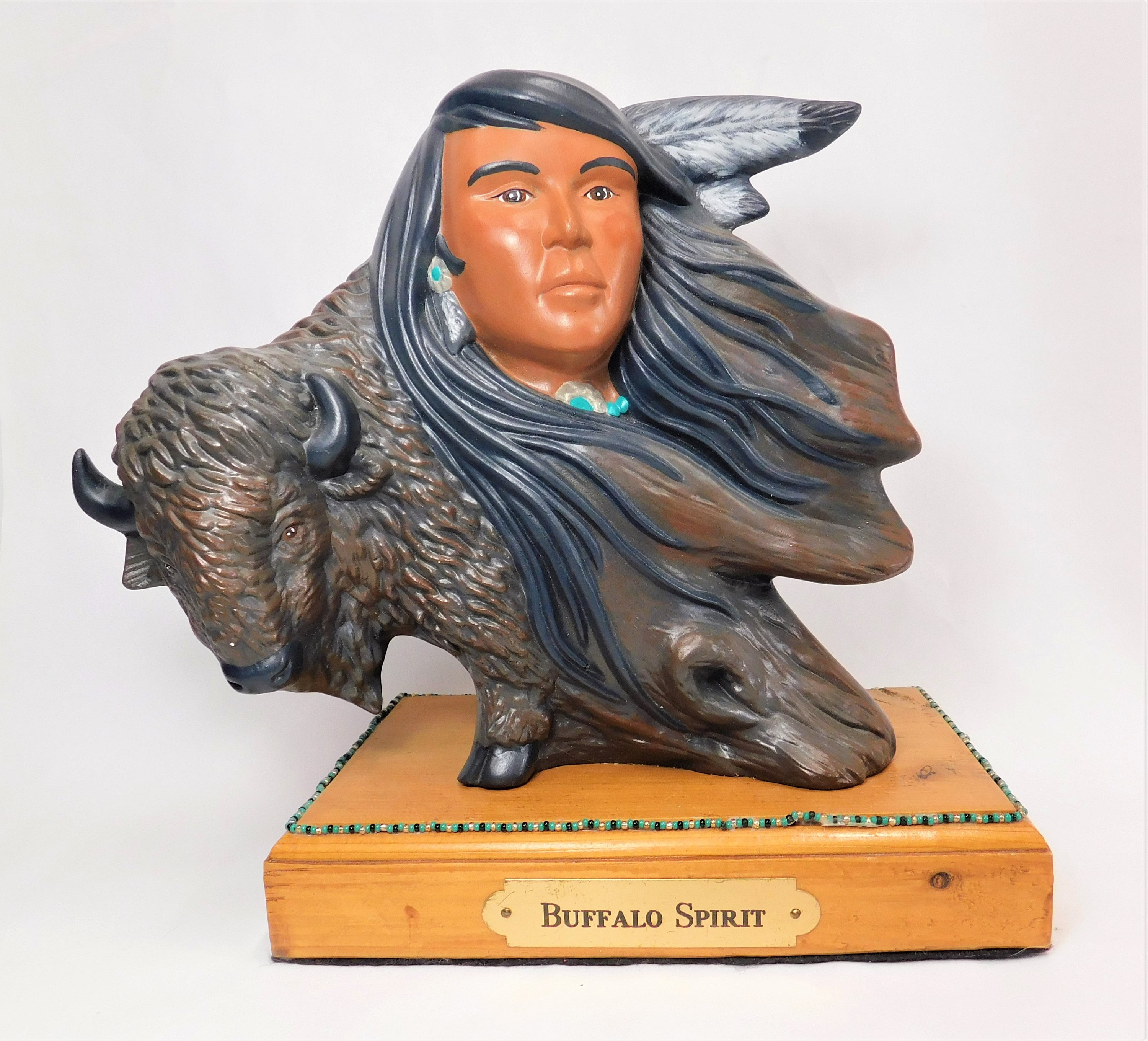 Native American Buffalo Spirit Hand Painted Ceramic Figurine Statue on ...