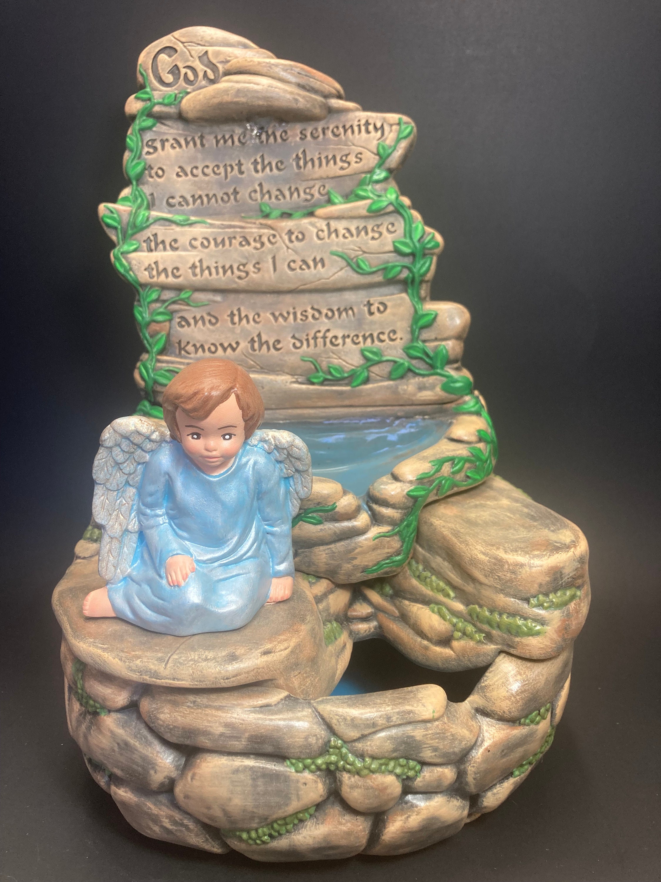 Serenity Prayer With Small Angel With a Water Pool Hand Made and ...