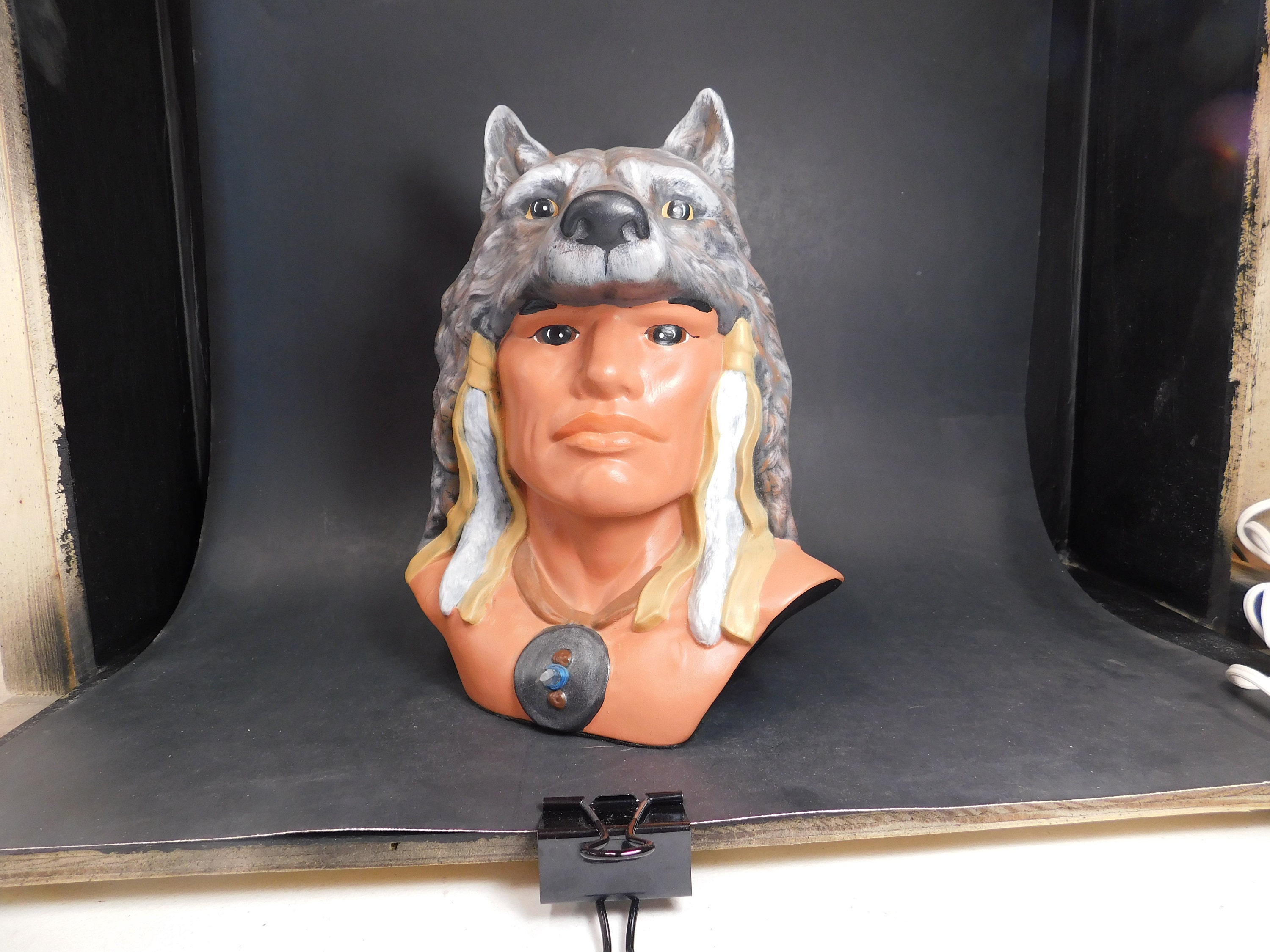 Large Proud Wolf Native American Bust Hand Made and Painted - Etsy