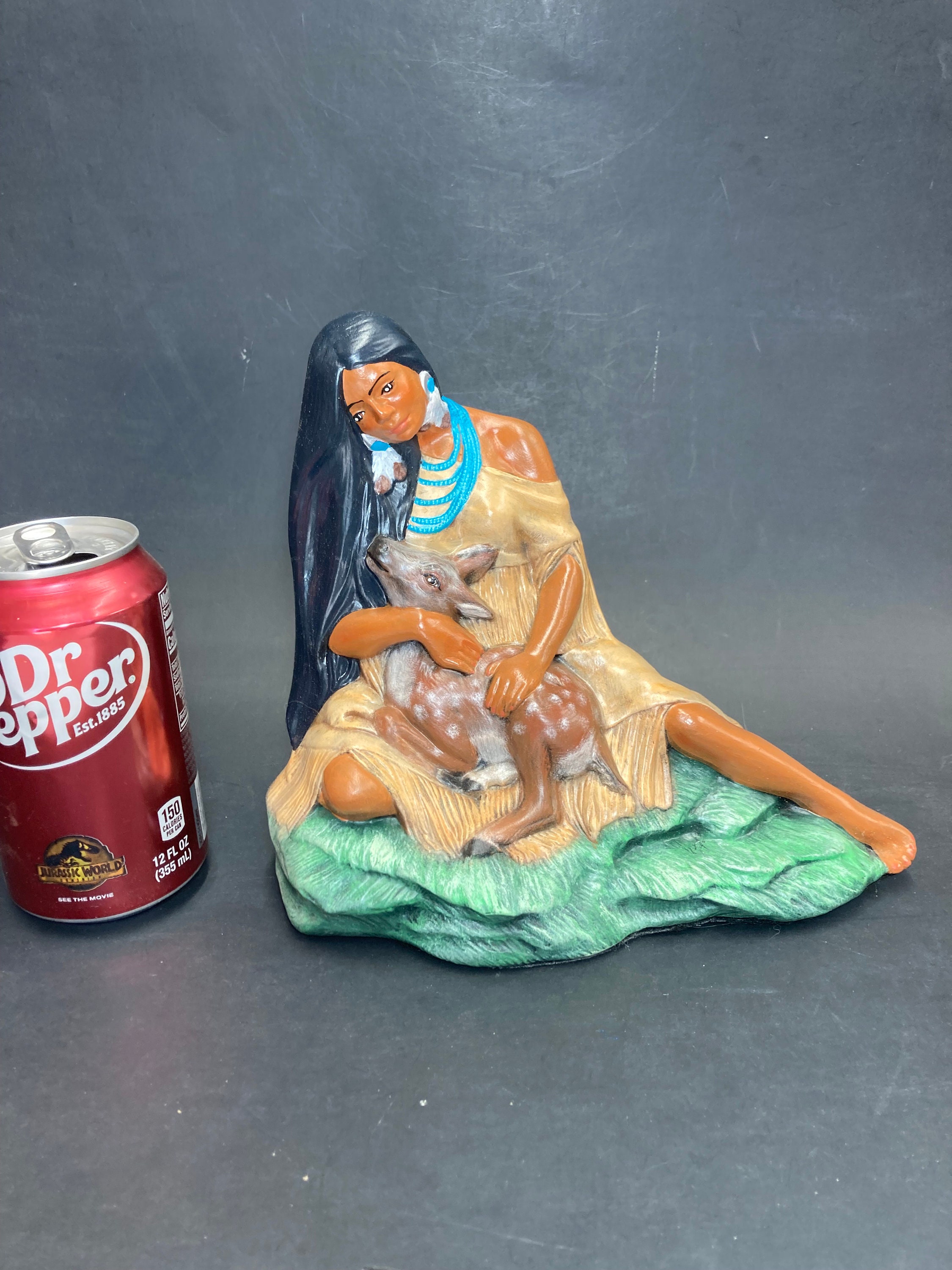 Native American Maiden With a Fawn Hand Made and Painted Ceramic ...