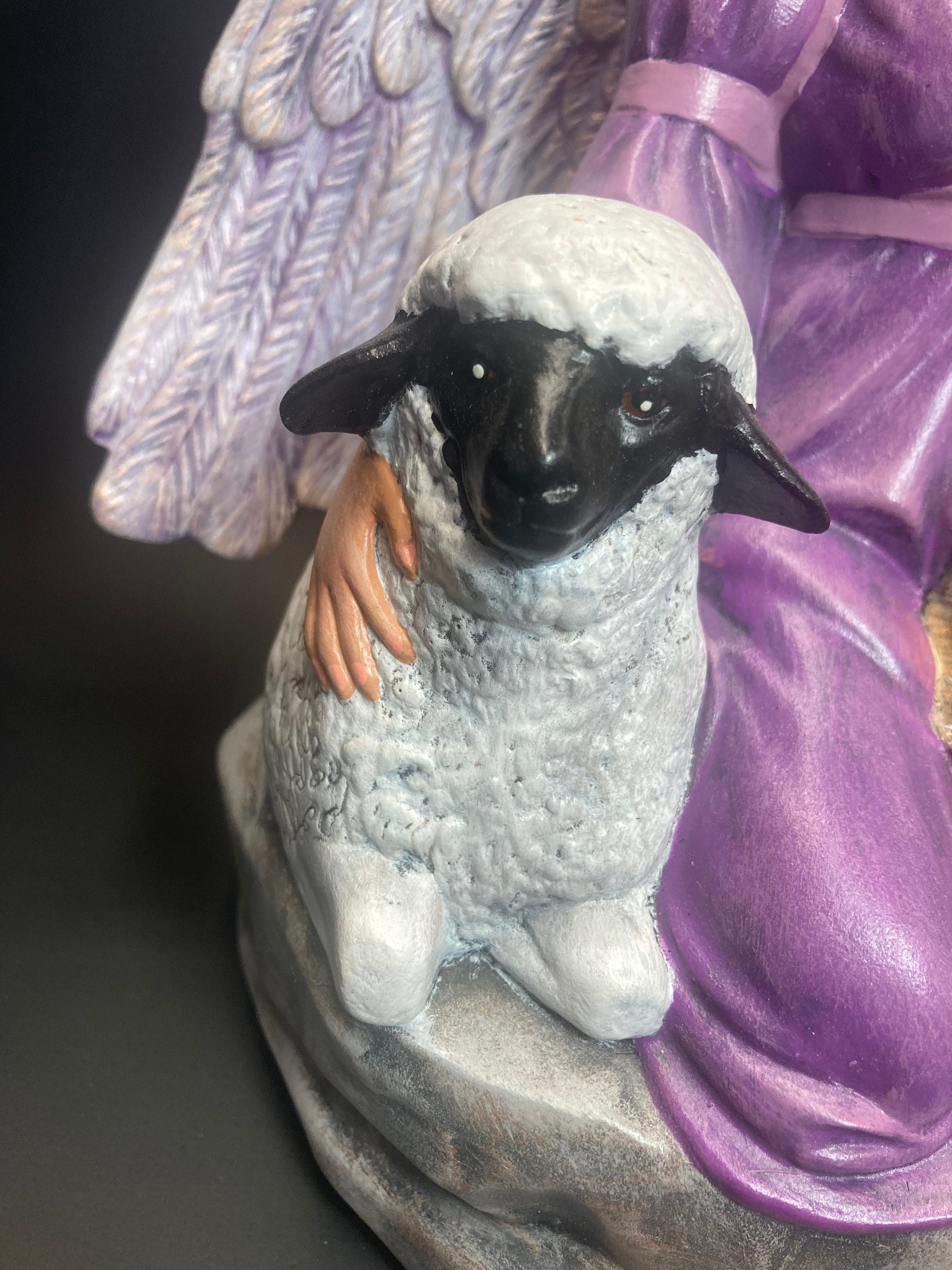 Angel Sitting With Lion and Lamb Hand Painted Ceramic - Etsy