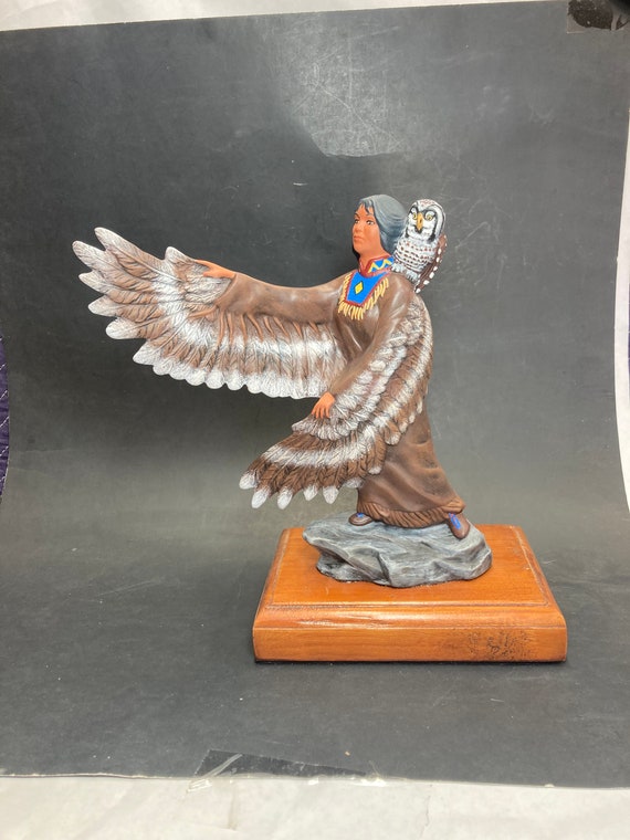 Native American Owl Spirit on Wood Base Hand Made and Painted - Etsy