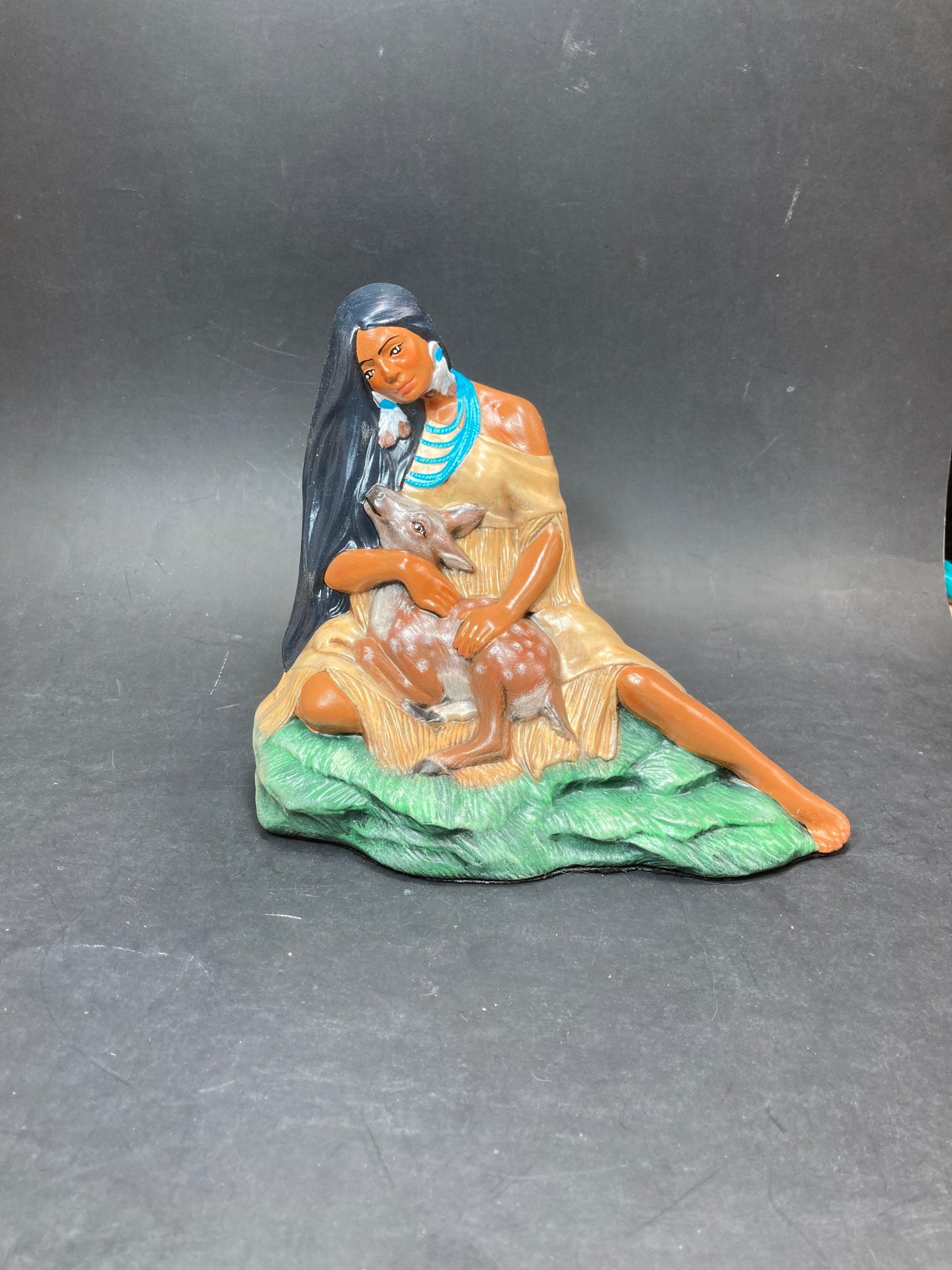 Native American Maiden With a Fawn Hand Made and Painted Ceramic ...