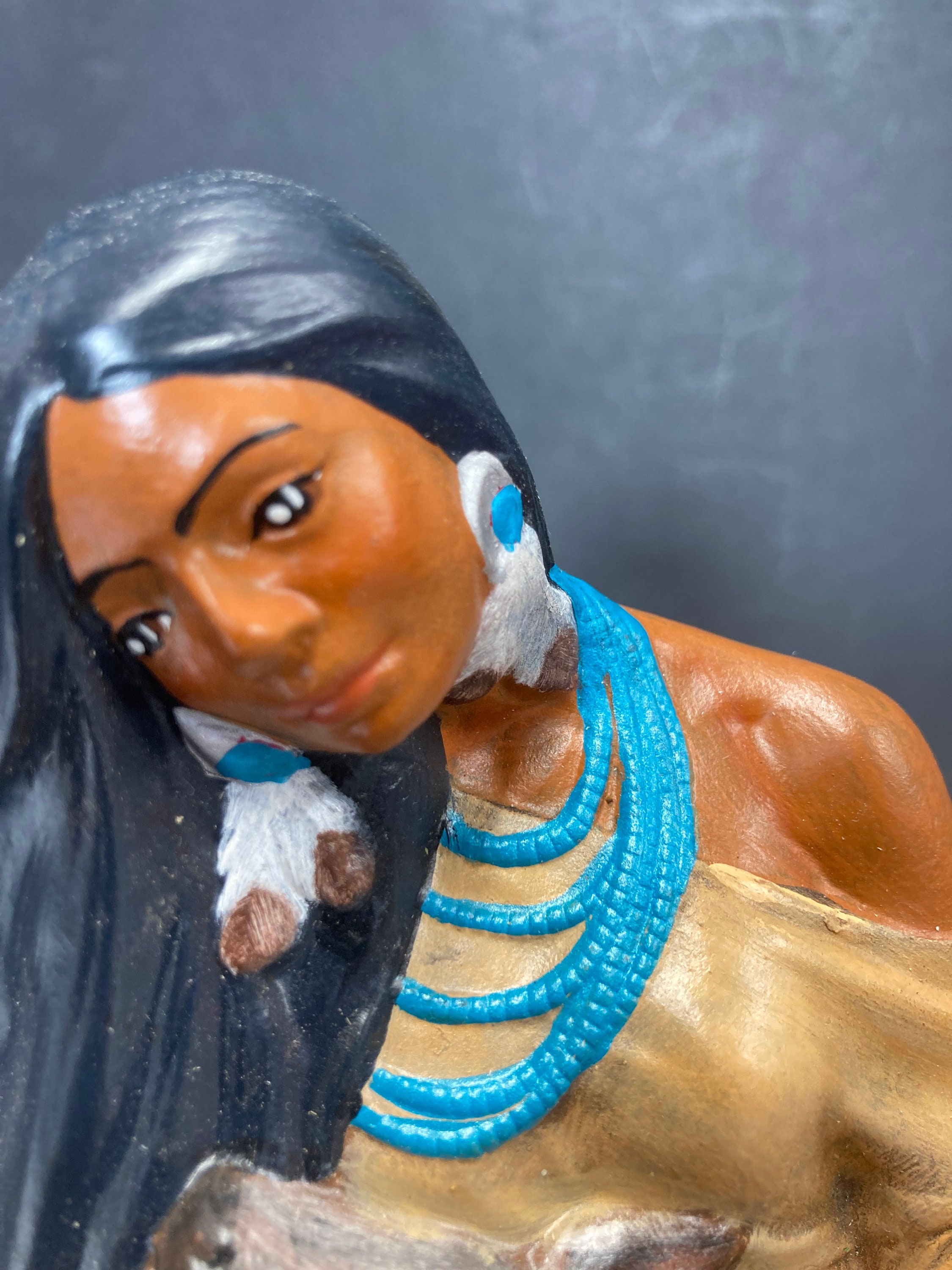 Native American Maiden With a Fawn Hand Made and Painted Ceramic ...